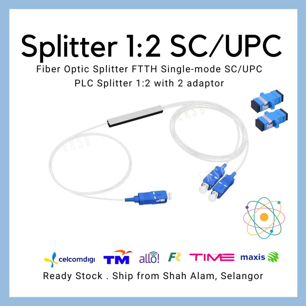 Fiber Optic Splitter FTTH Single-mode 1 x 2; SC/UPC PLC Splitter 1:2 ...