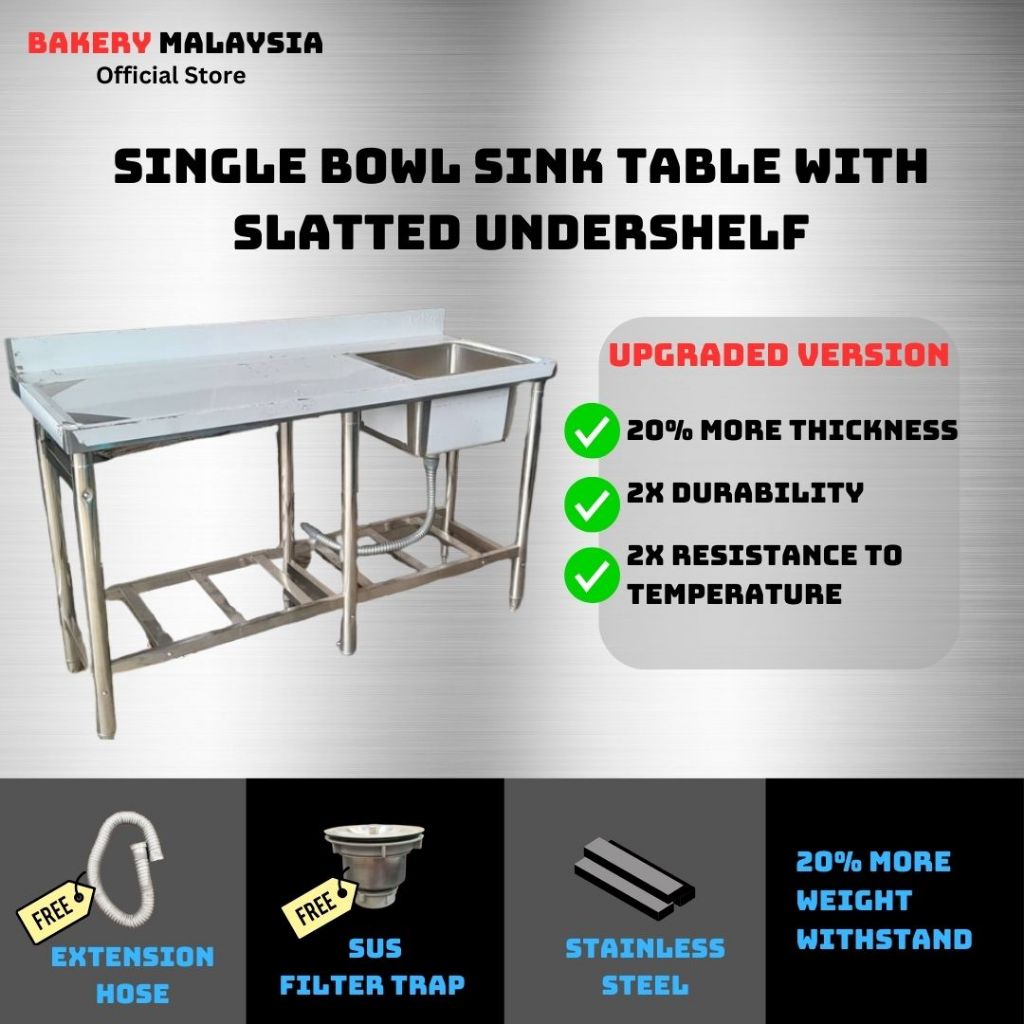 Commercial S/S kitchen organizer Single Deep Bowl Sink right/left with ...