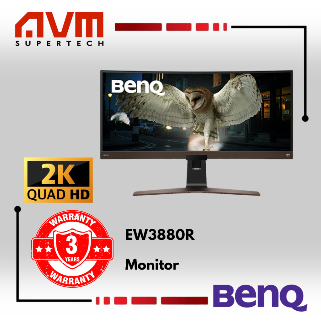 AVM BENQ EW3880R 37.5-inch 60Hz 3840x1600 WQHD+ Curved Ultrawide ...