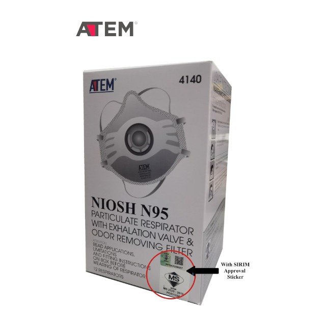 ATEM 4140 N95 Mask with Valve & Carbon Layer, With DOSH-SIRIM Approval ...