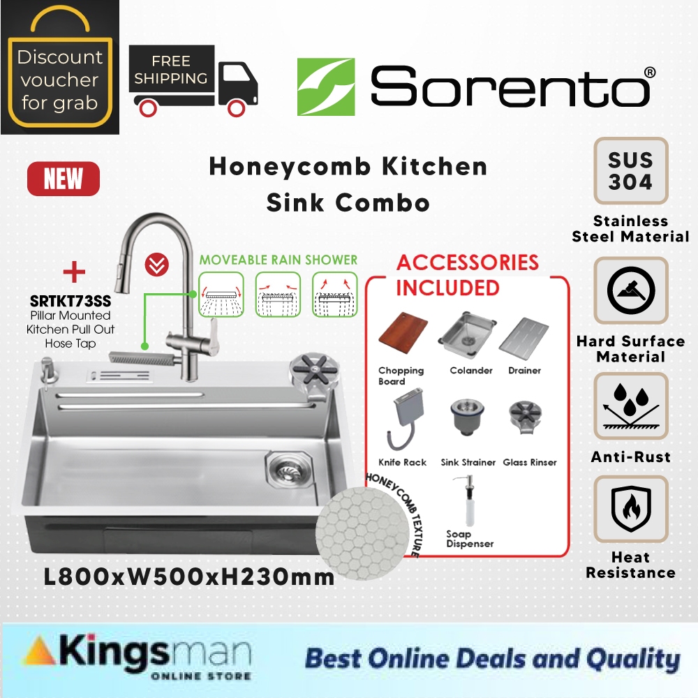 [Kingsman] SORENTO Multifunction Topmount Single Bowl 304 Stainless ...
