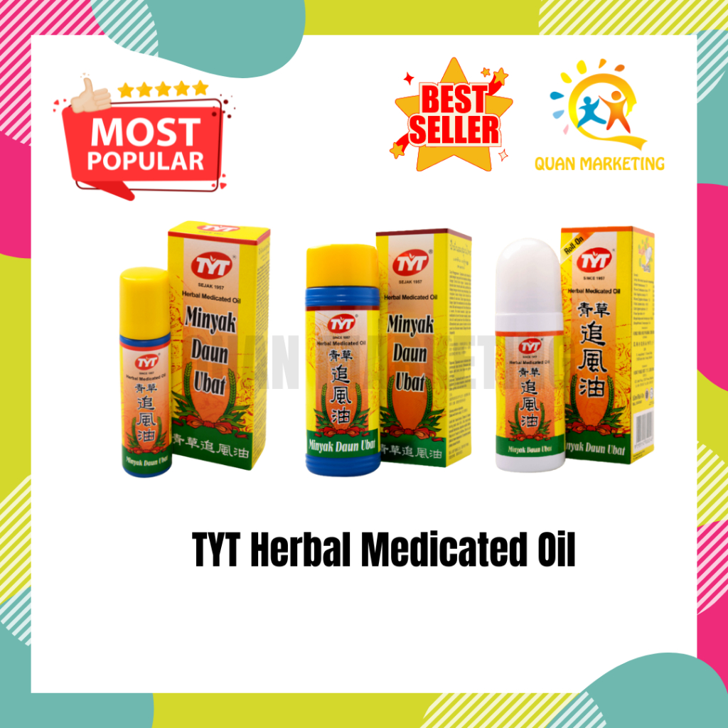 TYT Herbal Medicated Oil (46ml, 86ml & Roll-On 46ml) 青草追风油 Minyak Daun ...