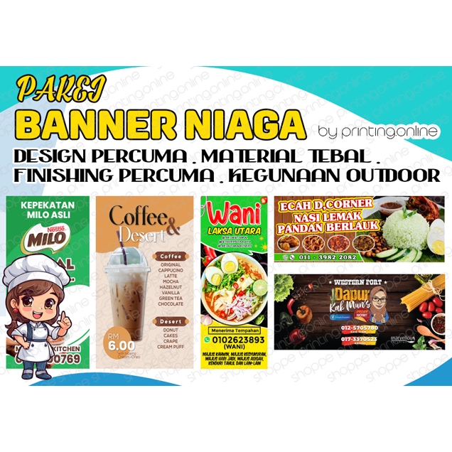 PAKEJ BANNER & BANTING UNTUK PERNIAGAAN | Shopee Malaysia