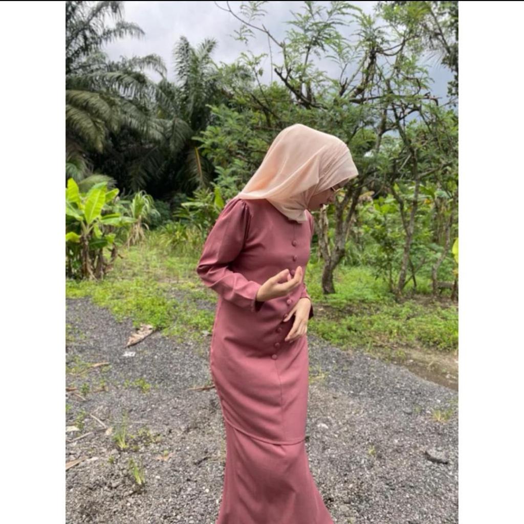 Baju Kurung Moden Baju Raya Brick Oren Baju Kurung Oren bata Perempuan ...