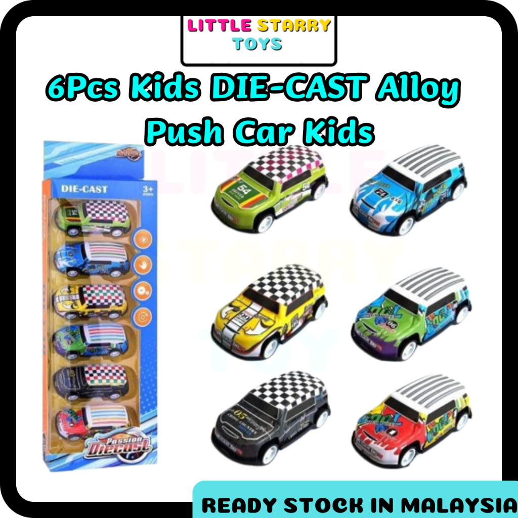 Ready Stock !!! 6Pcs Set Kids DIE-CAST Alloy Racing Car Push Back Car ...