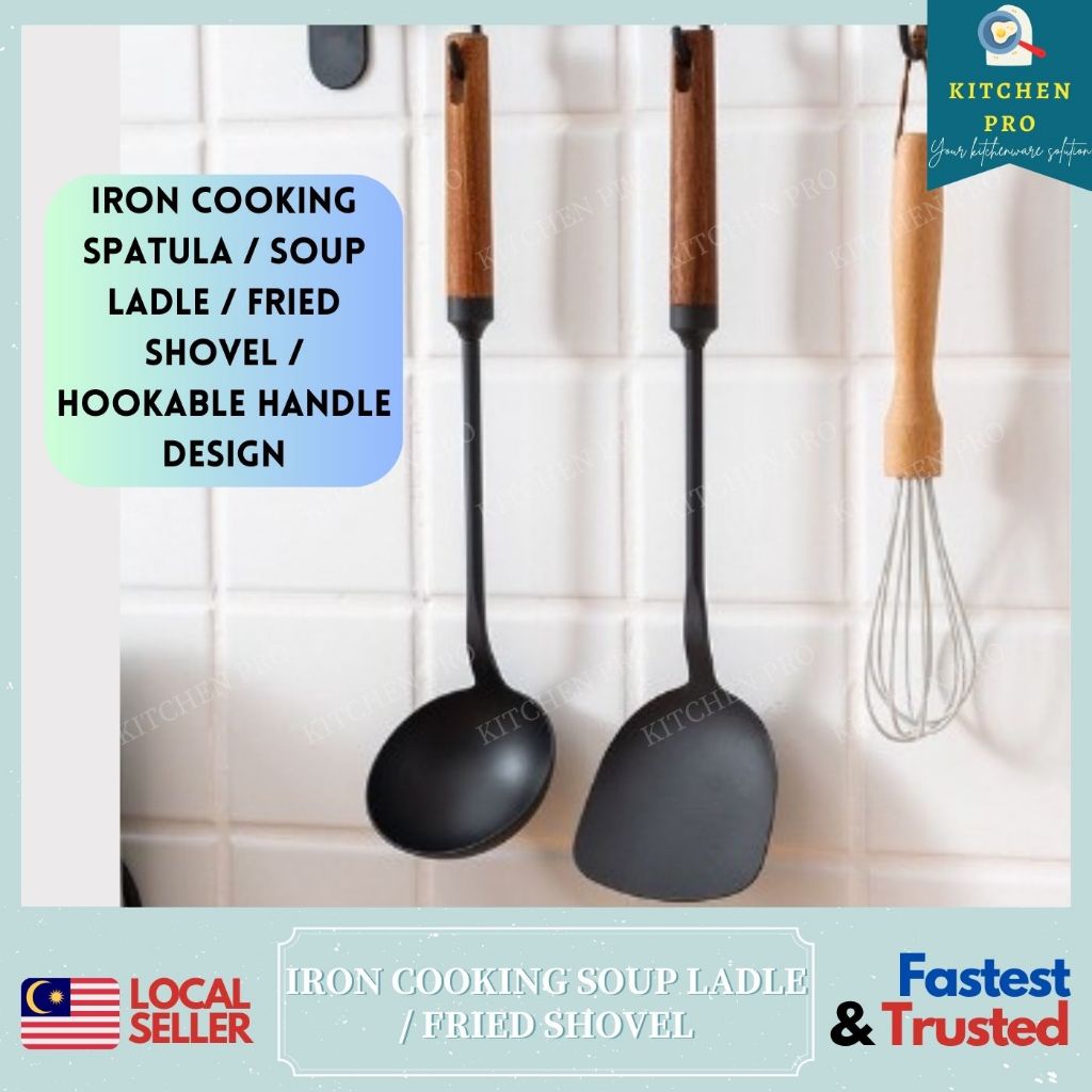 𝐊𝐈𝐓𝐂𝐇𝐄𝐍 𝐏𝐑𝐎 | Iron Fried Shovel & Shallow Type Soup Ladle With Long ...