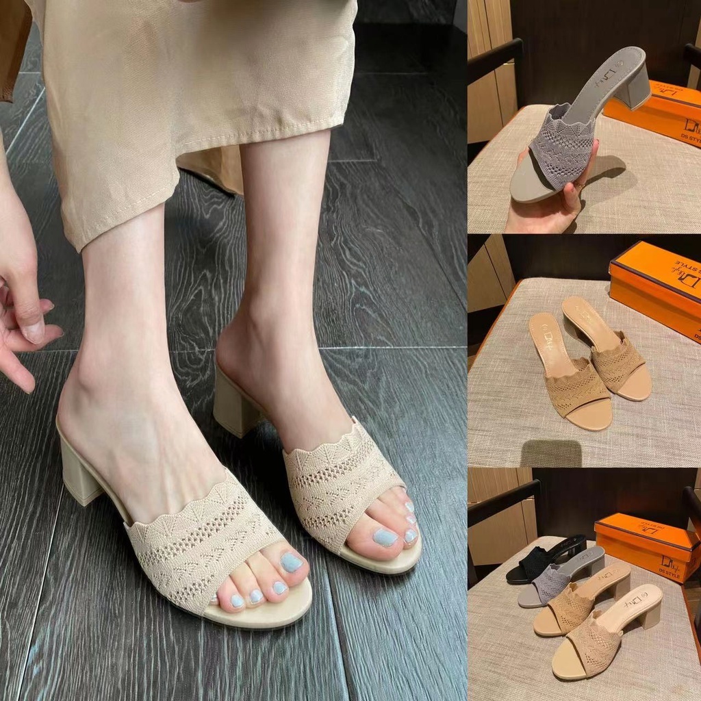 Soft Fabric 2.5 Inch Heels Sandals For Women(688-1) | Shopee Malaysia