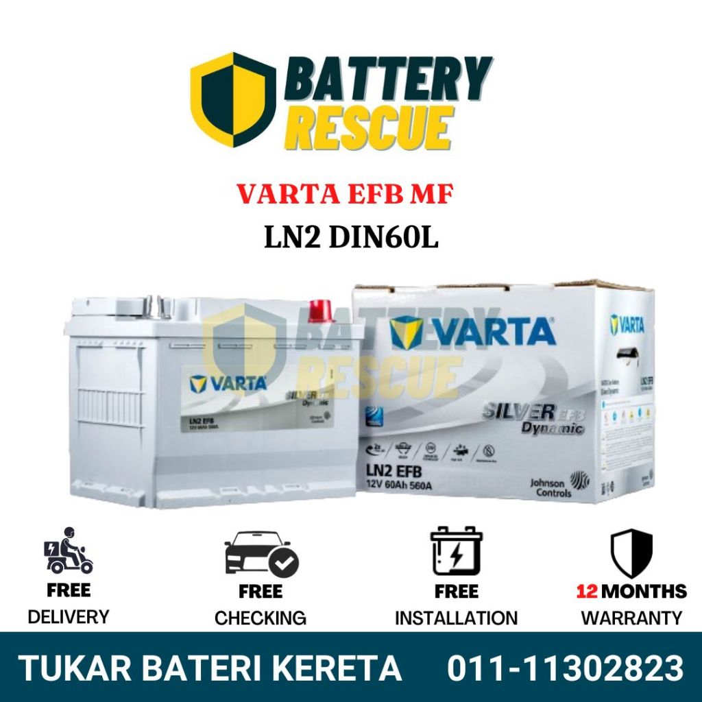 [Installation Available] DIN60 | DIN60L | LN2 | Varta Silver Dynamic EFB Car Battery Bateri ...