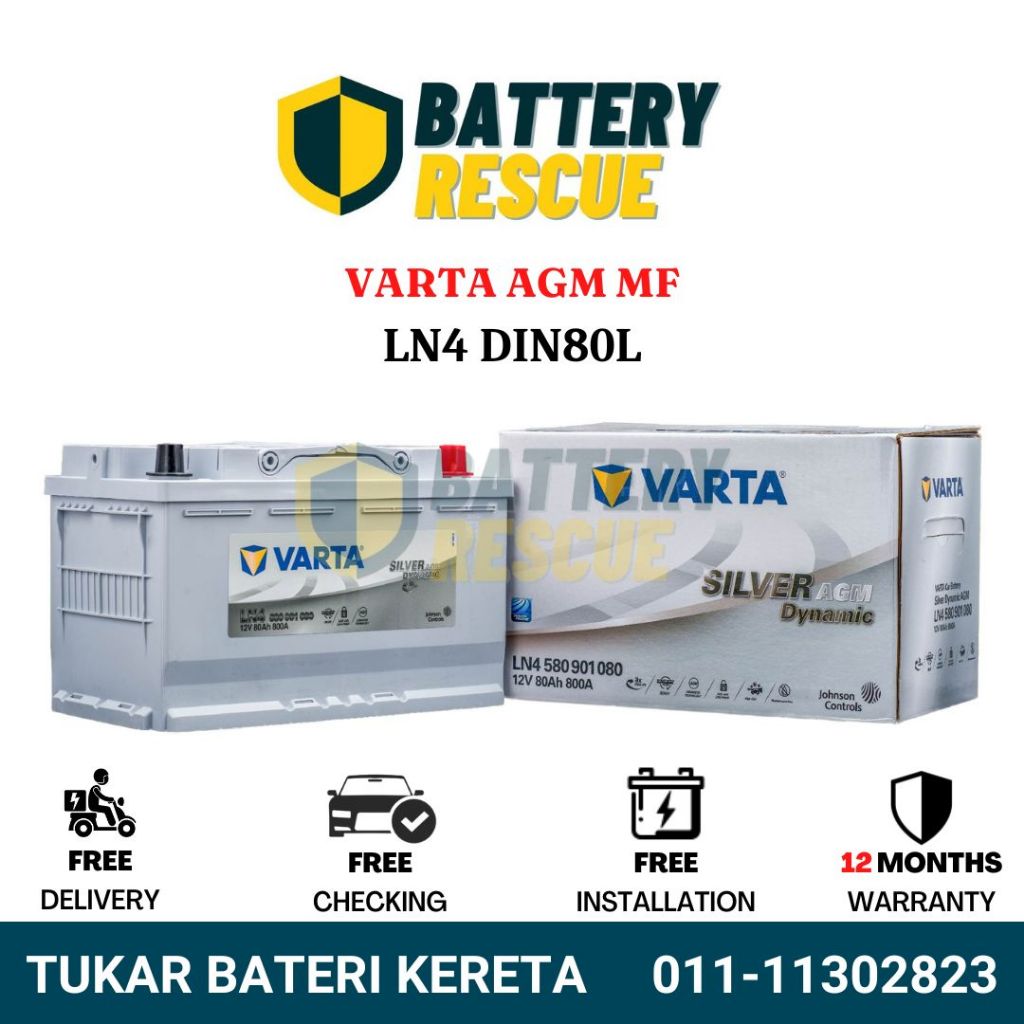 [Installation Available] DIN80L DIN80 LN4 | Varta Silver AGM Dynamic Car Battery Bateri Kereta ...