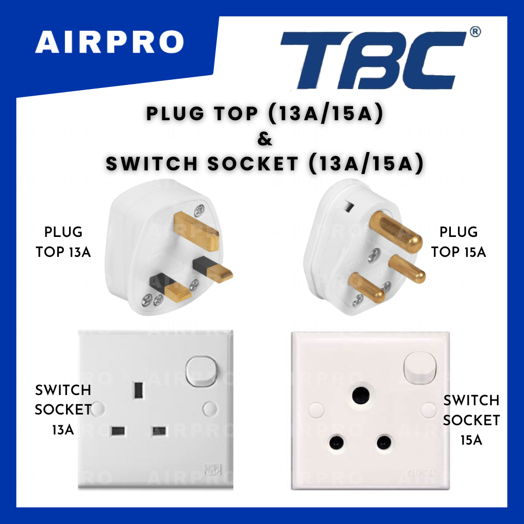 [TBC] 3 PIN PLUG TOP 13A / 15A (SIRIM APPOVED) | Shopee Malaysia