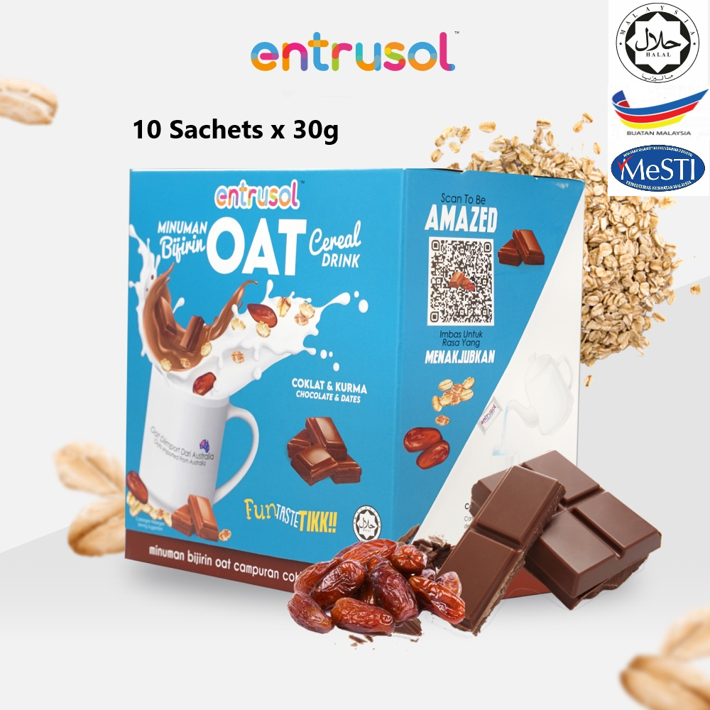 Entrusol Oat Cereal Drink – Chocolate & Dates | Minuman Bijiran Oat ...