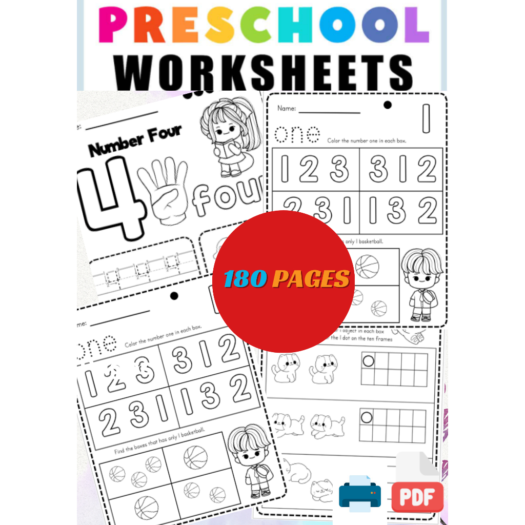 [PDF] PRESCHOOL Math Workbook Worksheets [180 pages] | Shopee Malaysia