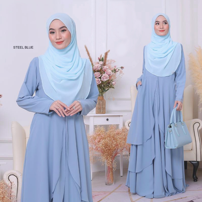 【Ready Stock】JUBAH Abaya MUSLIMAH FLOWY 3 layer abaya zip sleeve ...