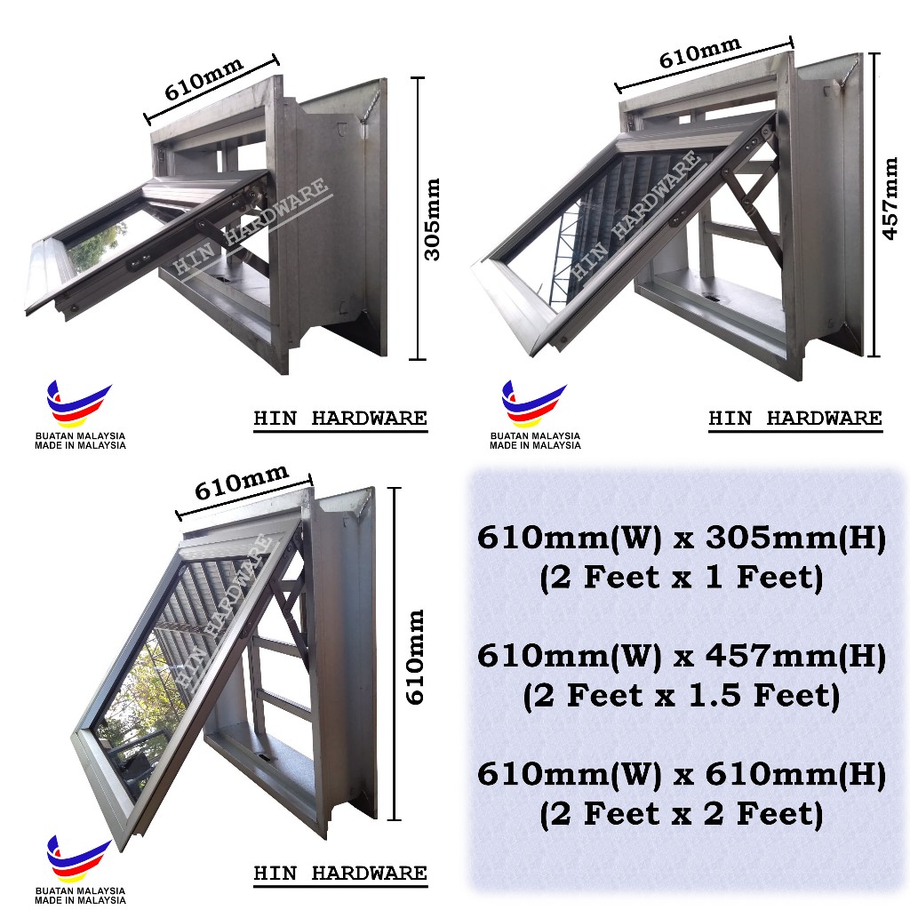 HIN Aluzinc Window Grille 610mm(W) x 610/457/305(H) Metal Frame & Fixed ...