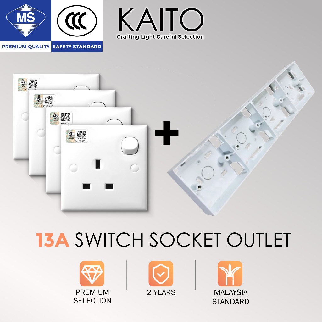 【SIRIM】 KAITO Power Wall Plug 13A Switch Socket Outlet Soket Plug 3 Pin ...