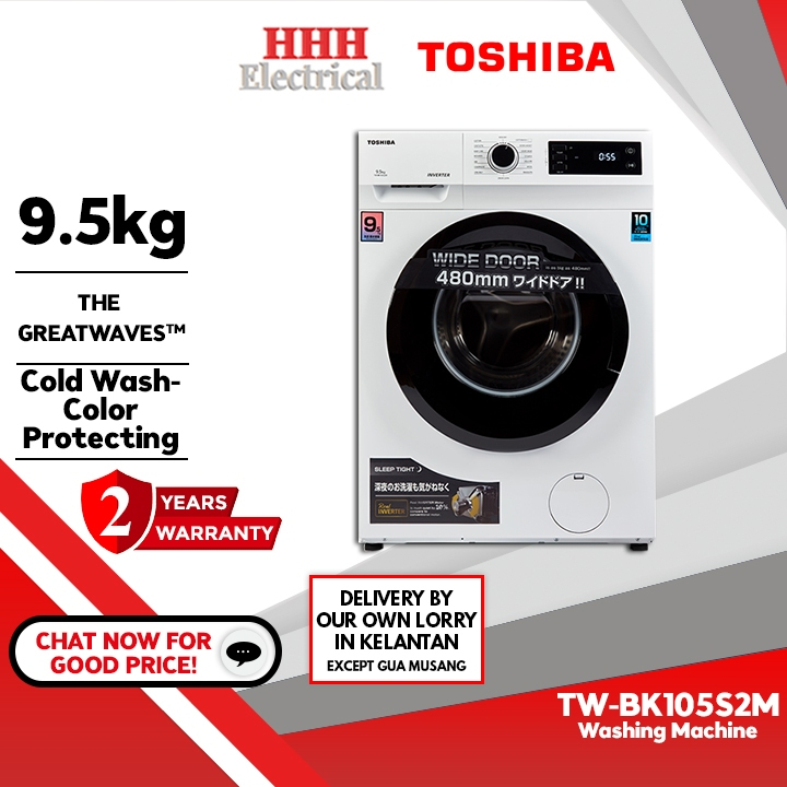 Toshiba 9.5kg Front Load Inverter Washing Machine/Mesin Basuh TW-BK105S2M With Child Lock ...