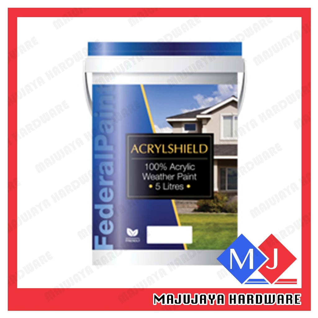 5L FEDERAL PAINT Acryshield Exterior Wall Paint Weather Shield Emulsion ...