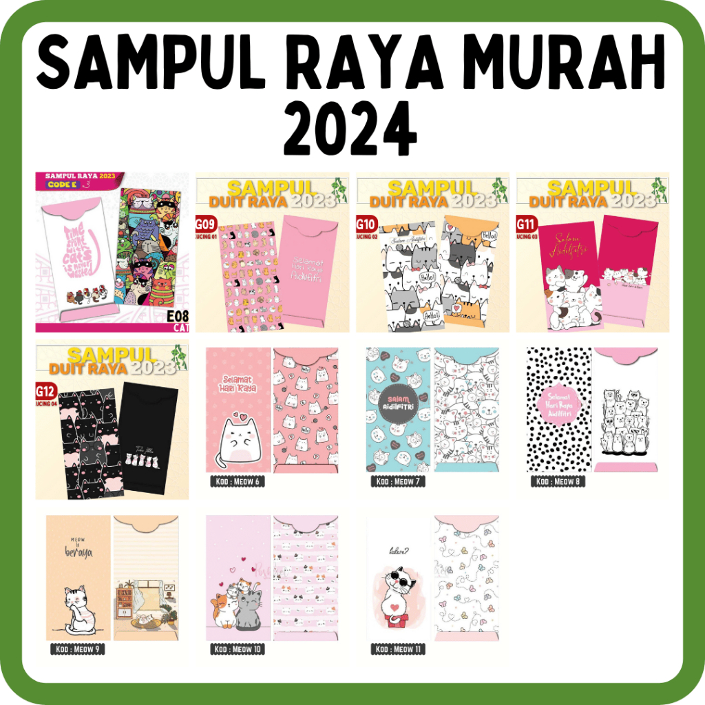 Kucing Meow Cat Dino Animal| Sampul Raya Sampul Duit Raya Money Packet ...