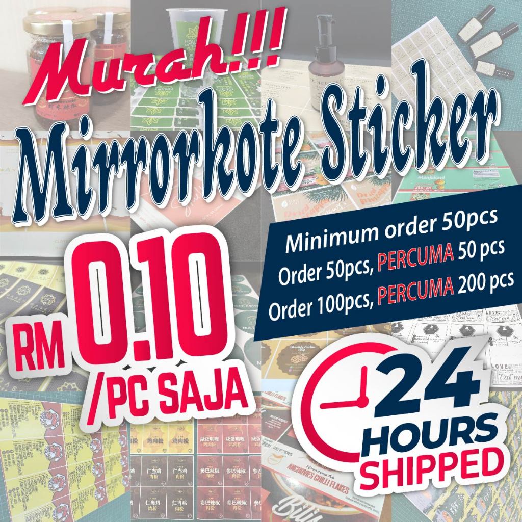 [Min. Order 50PCS] Custom Print | Mirrorkote Sticker | Murah | 3cm ...