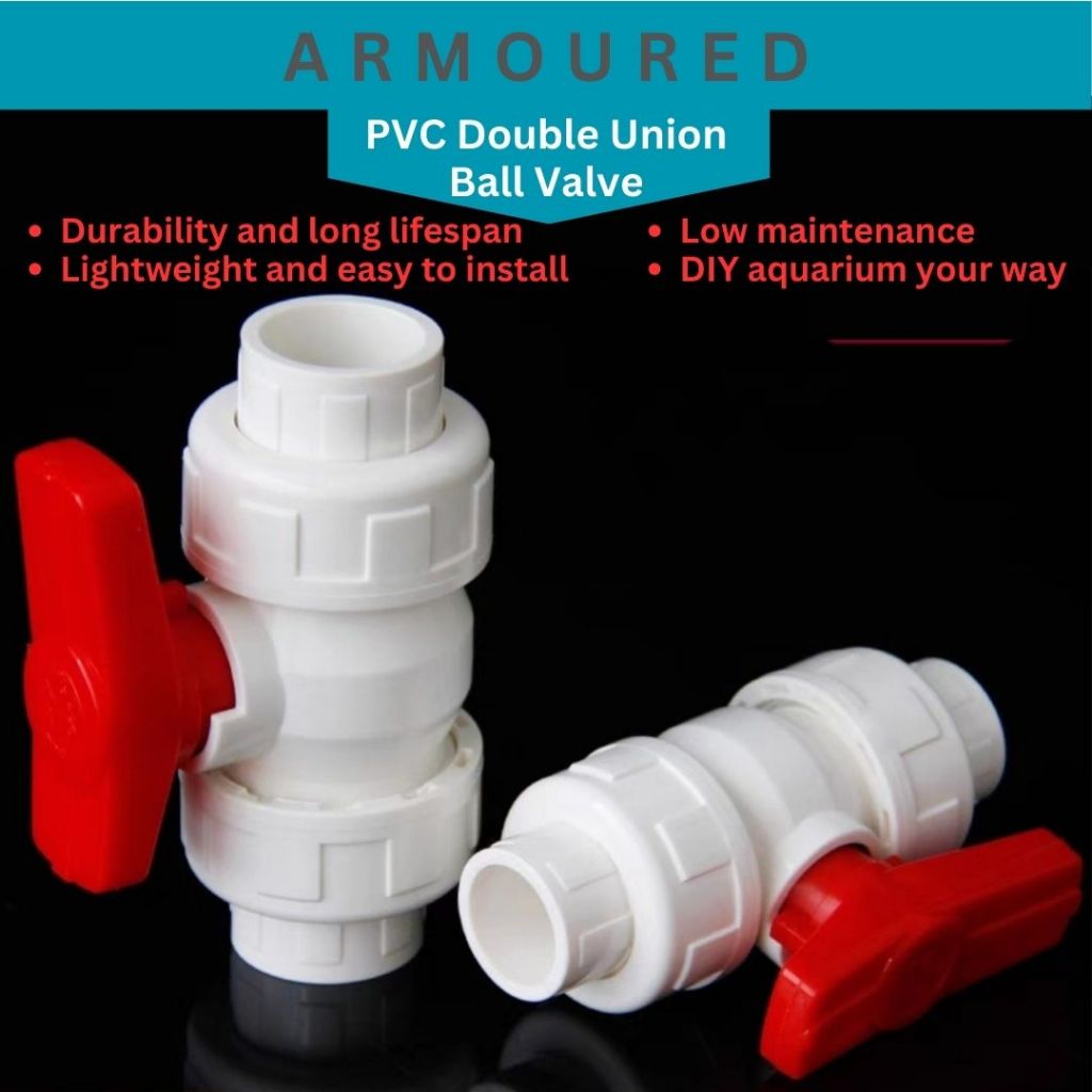 PVC Double Union Ball Valve Stopcock Fitting for DIY Aquarium Fish Tank ...