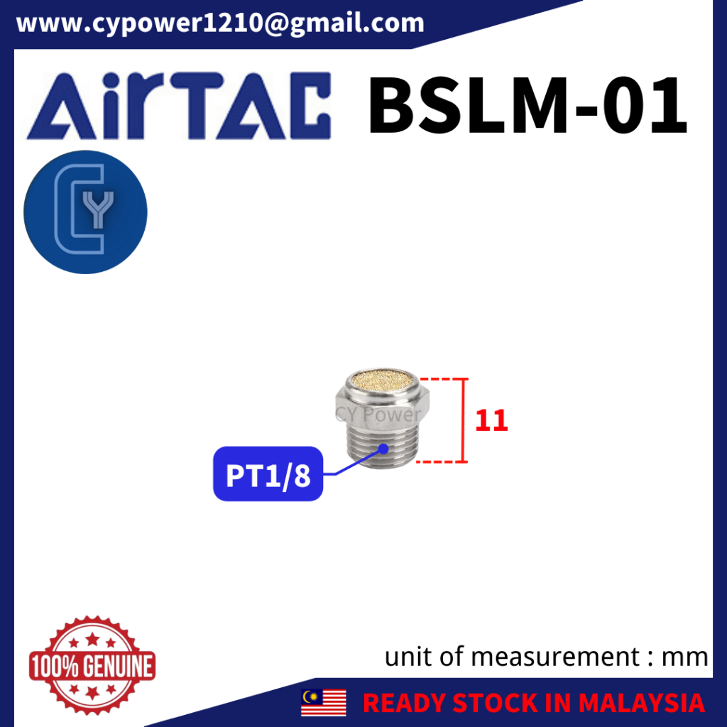AirTAC BSLM Silencer BSL Silencer Pneumatics Silencer Thread Size M5 PT1/8 PT1/4 PT3/8 PT1/2 ...