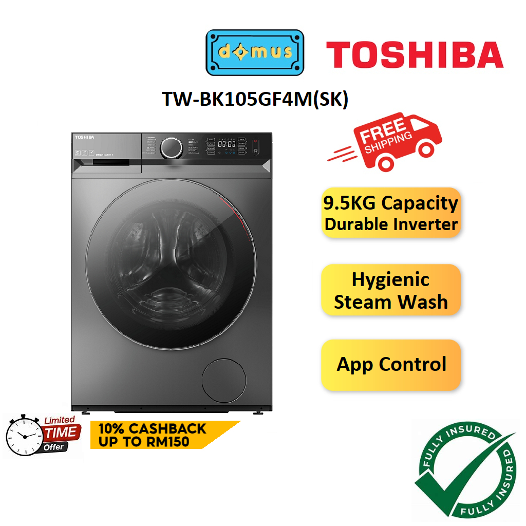 Toshiba Front Load Washing Machine Inverter 9.5KG With Steam Wash Washer Mesin Basuh 洗衣机 洗衣機 TW ...