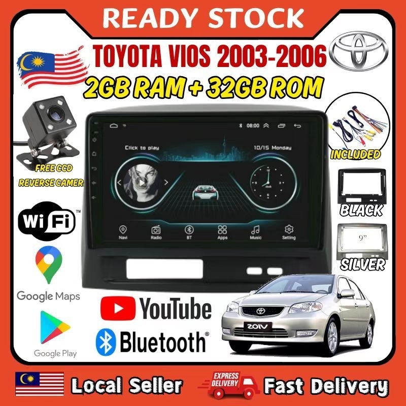 （Free Reverse Camera)1 Set Toyota Vios 2003-2006 Android Player IPS ...