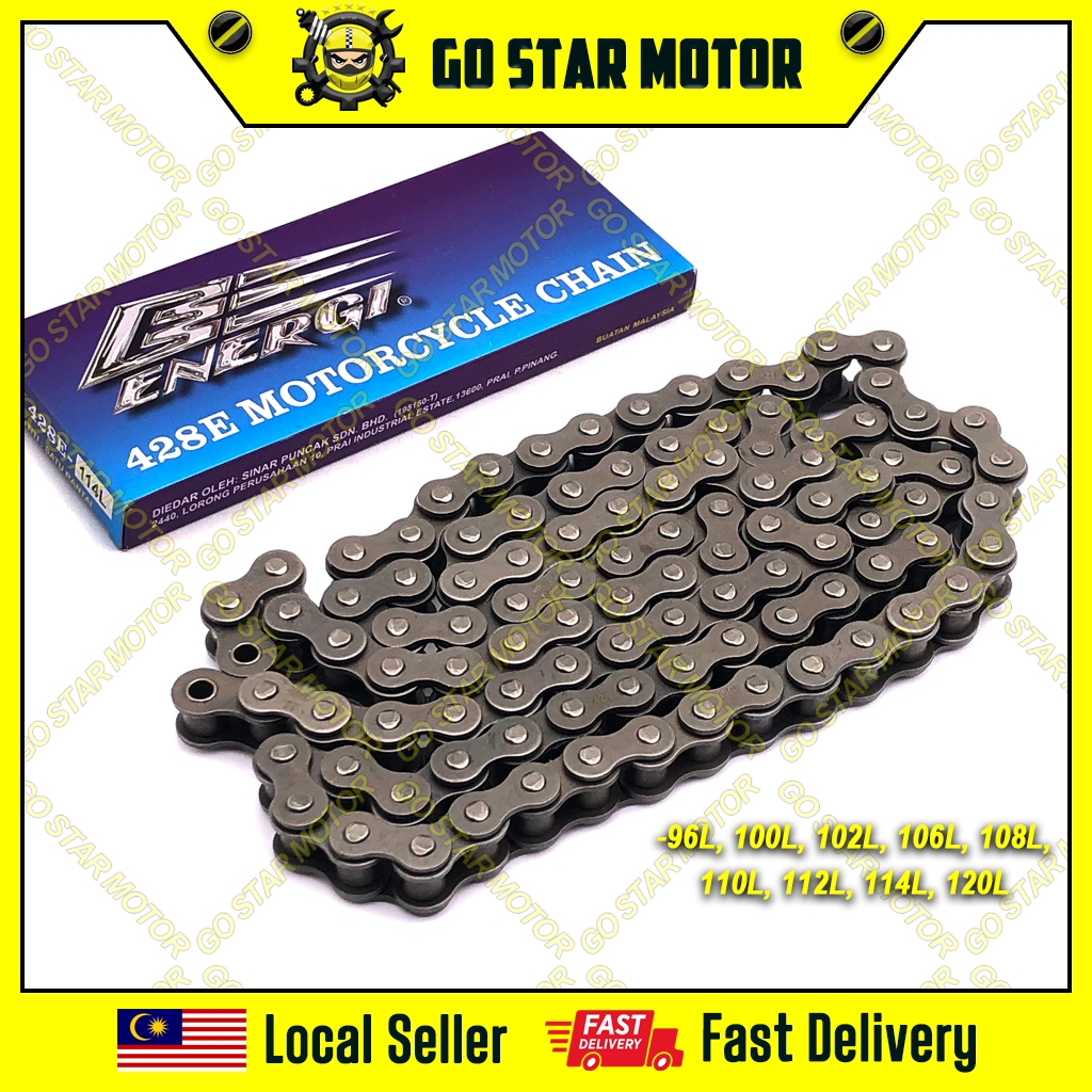 ENERGI Chain Set 428E Rantai Motor 428 96L 100L 102L 106L 108L 110L ...