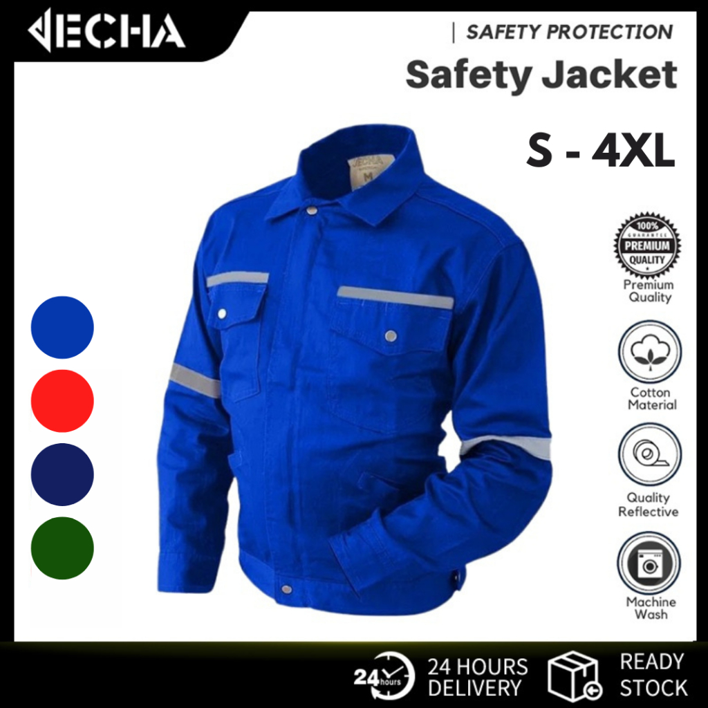 JECHA Safety Jacket Workwear with Reflector Work Jacket Baju Kerja ...