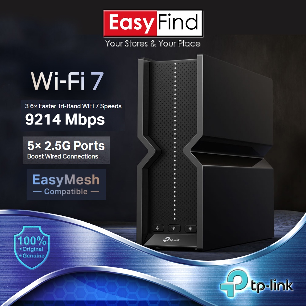 TP-Link Archer BE550 WiFi 7 BE9300 Tri-Band 5x 2.5G Ports Router with ...