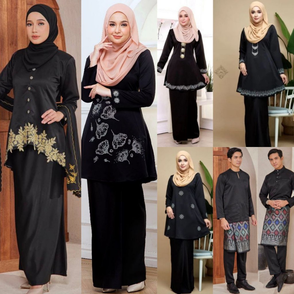 (XS - 6XL) BLACK HITAM KURUNG MODERN LACE RIAU MANIK BAJU MELAYU PLUS ...