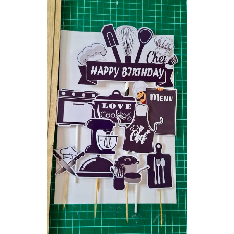 Chef Topper Happy Birthday Decoration Set Cake Topper for Birthday Cake ...