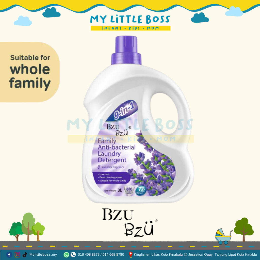 Bzu Bzu Family Anti-Bacterial Laundry Detergent Lavender (3 Litre ...