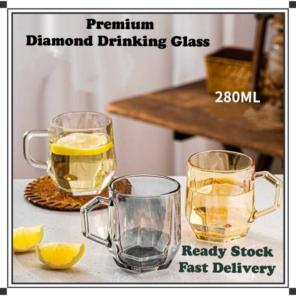 Diamond Drink Glass Cup /Coffee Glass Cup /Juice Cup/ Milk Tea Cup ...