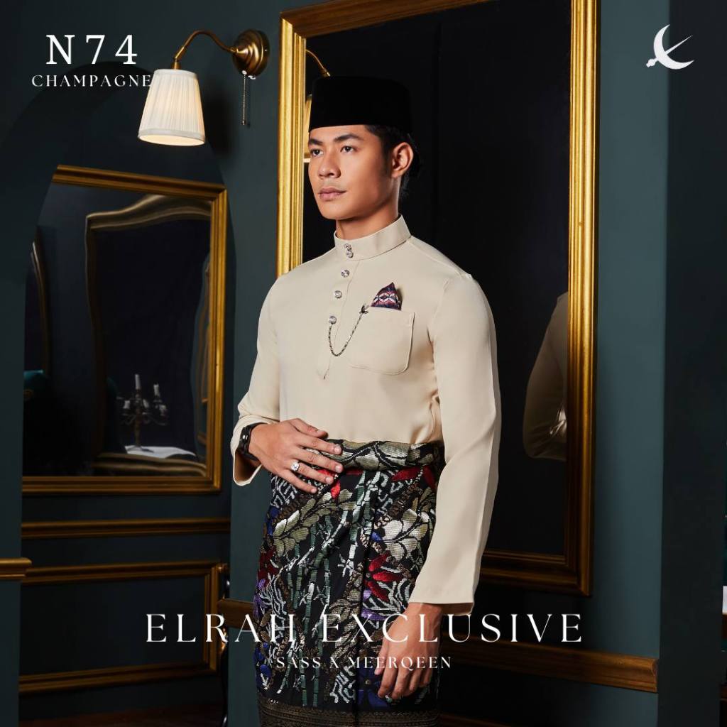 BAJU MELAYU CHAMPAGNE ULTIMATE 2.0 2024 CN47 ELRAH EXCLUSIVE Slim Fit ...