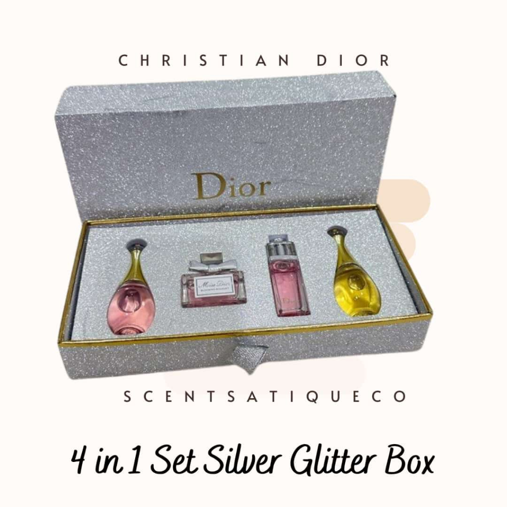 [100% ORIGINAL PERFUME] CHRISTIAN DIOR 4 IN 1 SET SILVER GLITTER BOX ...
