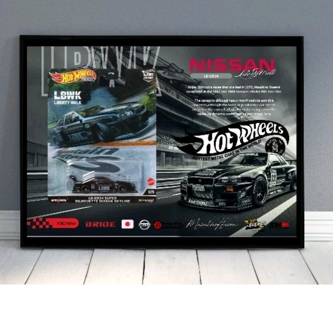 LBWK HOTWHEELS NISSAN SKYLINE R34 POSTER FRAME 25X30 | Shopee Malaysia