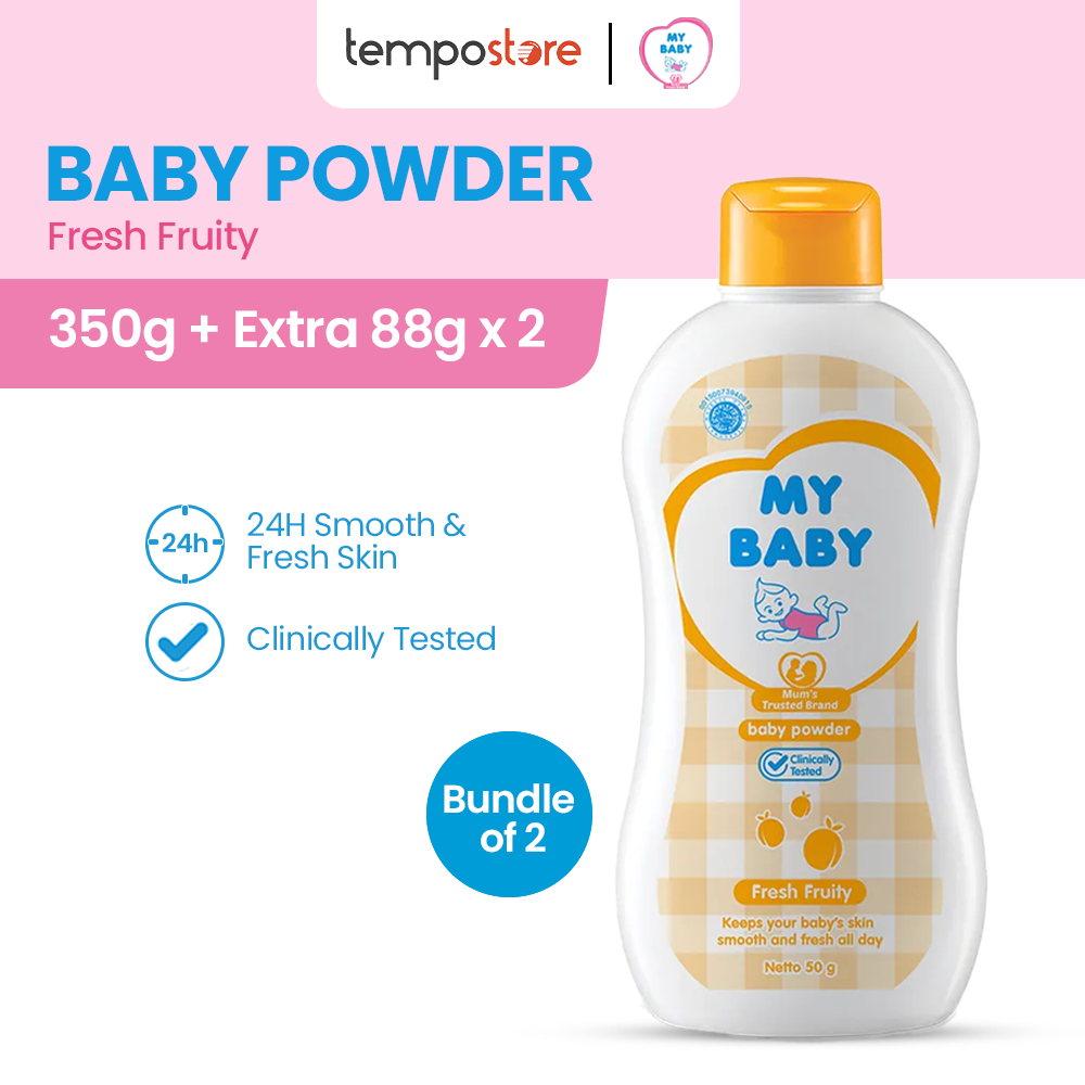 [Bundle of 2] My Baby Powder Fresh Fruity with Extra Refill (350gm + 88gm/pack) | Shopee Malaysia