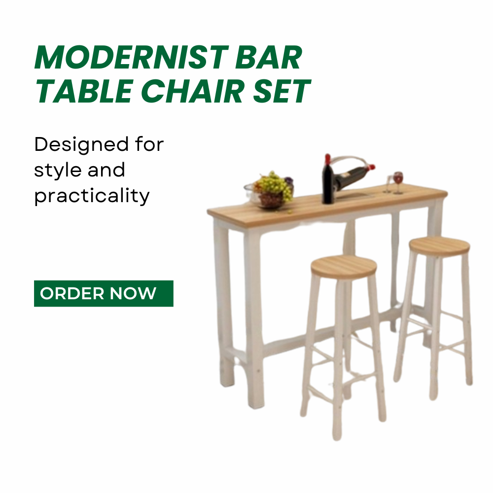 Minimalist Modernist Kitchen Bar Table Set with Stool Set Meja Kerusi ...