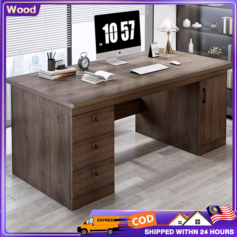 WOOD Office Desk With Drawer Meja Pejabat Computer table Writing Table ...