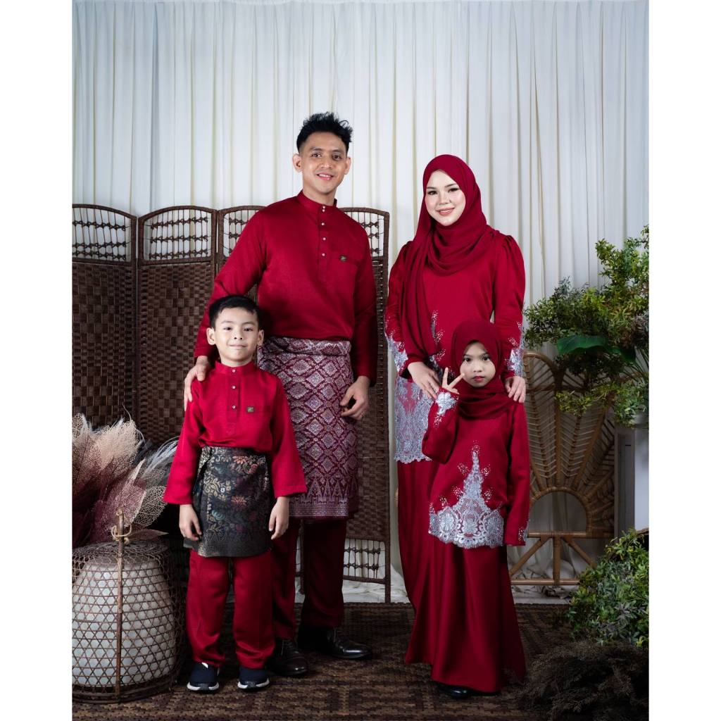 SET FAMILY NUHA / NEW DESIGN RAYA / MAROON/SET RAYA/ BAJU RAYA | Shopee ...