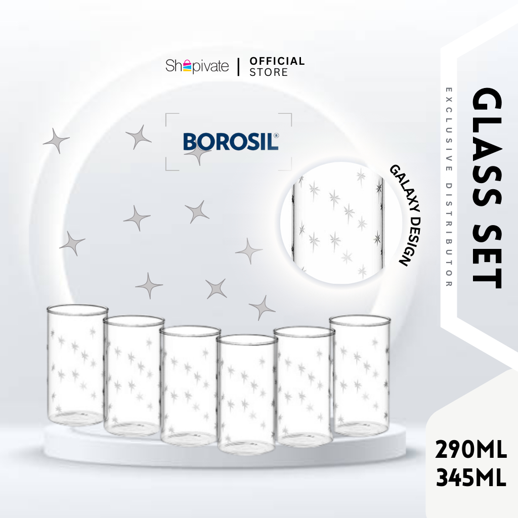 Borosil Glassware Vision MEDIUM GALAXY 290ml (Set of 6) | Shopee Malaysia