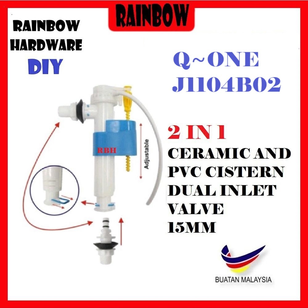 Q ONE J1104B02 CISTERN DUAL INLET VALVE / CERAMIC CISTERN / PVC CISTERN ...