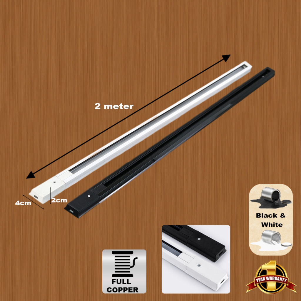 2 Meter Track Rail Lampu LED Tracklight Rail Spotlight Ceiling ...