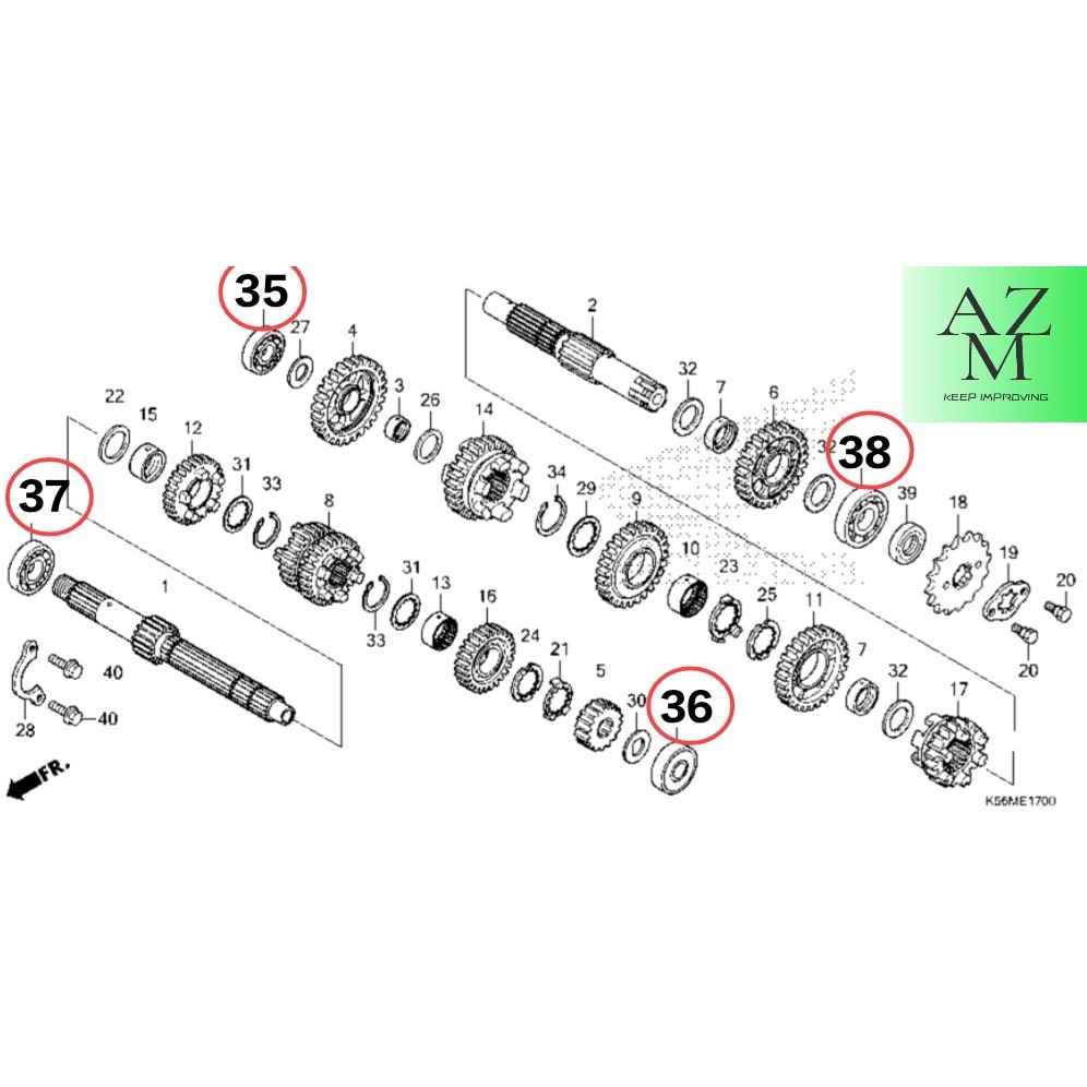 HONDA RS150 R / RSX150 TRANSMISSION BEARING ( COUNTER SHAFT / FRONT ...