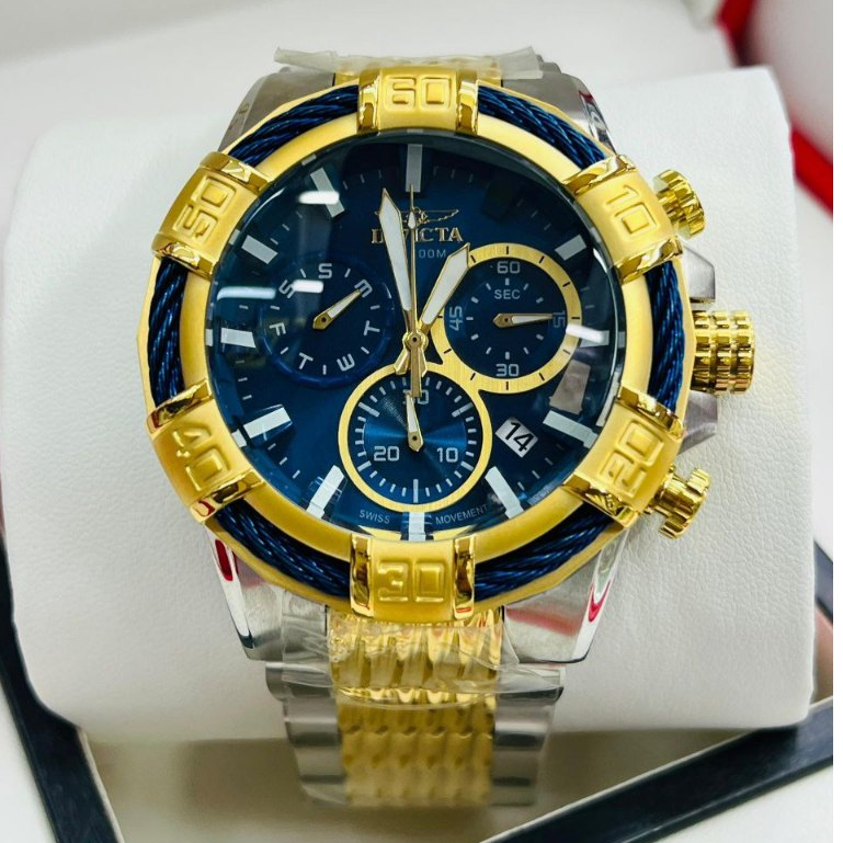 Invicta Gold Green Water Ghost Three Eyes Big Dial Steel Band ...