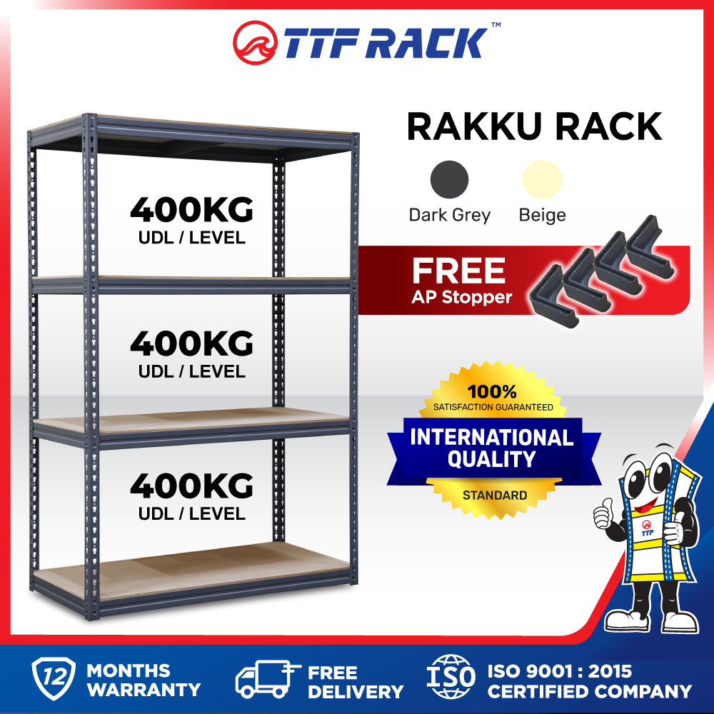 TTF Rack™ RAKKU RACK Dark Grey/Boltless Rack Rak Besi Bertingkat Shelf ...
