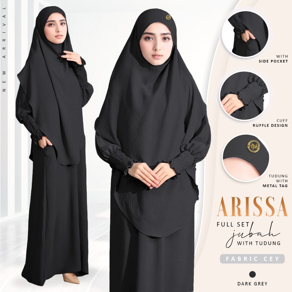 🌹🌹Raya Arrival🌹🌹Arissa Full Set Jubah With Tudung Ironless (Free Size ...