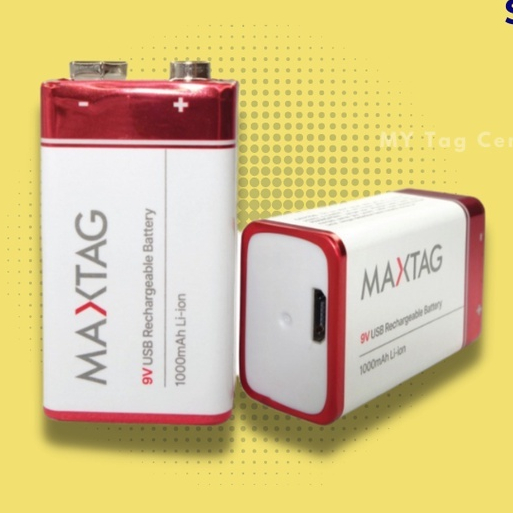 Smart Tag Maxtag 9V Rechargeable Battery USB Type C Ready Stock ...