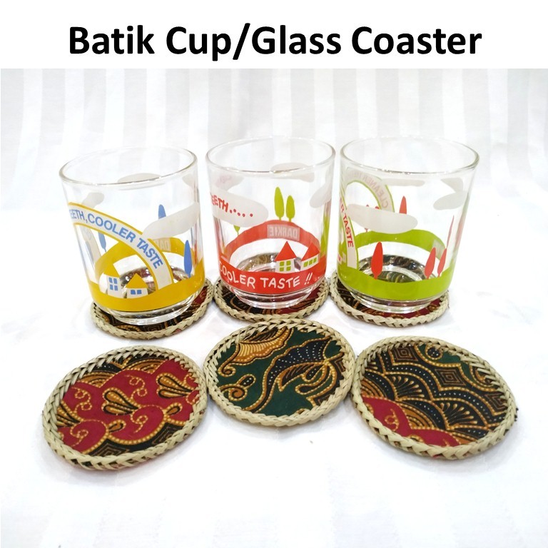BATIK CUP/GLASS COASTER WITH MENGKUANG WEAVING / KOSTER CAWAN BATIK ...